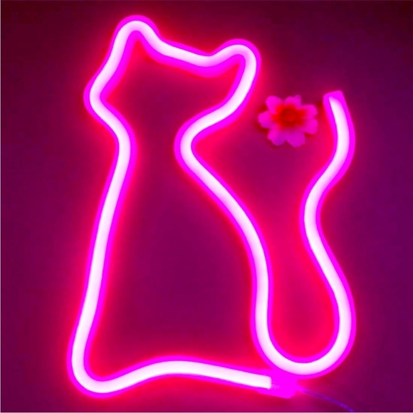 Urban Outfitters | Wall Decor | Pink Neon Kitty Cat Animal Pet Wall ...